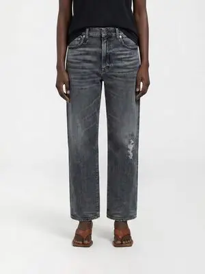R13 Distressed Stretch Denim Boyfriend Jeans - Grey