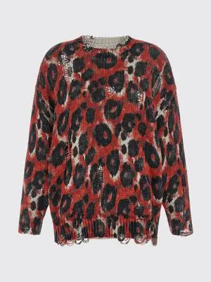 R13 Animal Print Cotton Knit Top - Red