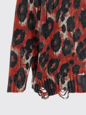 R13 Animal Print Cotton Knit Top - Red