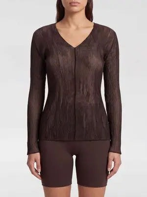 Issey Miyake Issey Miyake V-Neck Jersey Top Brown