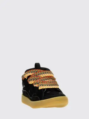 LANVIN Curb Suede And Mesh Sneakers - Black