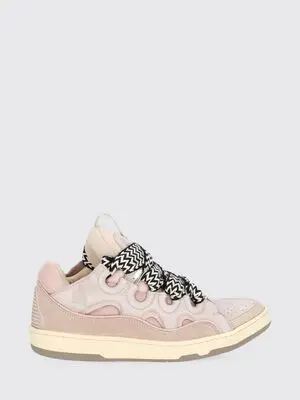 LANVIN Curb Suede And Mesh Sneakers - Pink