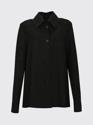 Sportmax Cotton Blend Shirt Jacket With Leather Collar - Black