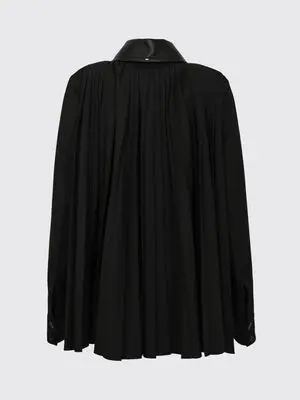 Sportmax Cotton Blend Shirt Jacket With Leather Collar - Black