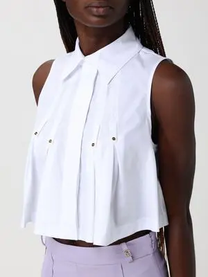 Elisabetta Franchi Sleeveless Cropped Shirt - White