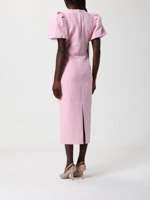 Rebecca Vallance Nemy Midi Crepe Dress With Bow Appliques - Pink