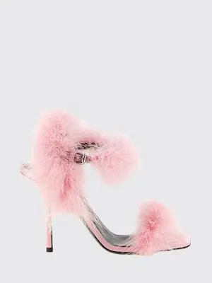 Moschino Suede And Feather High Heel Sandals - Pink