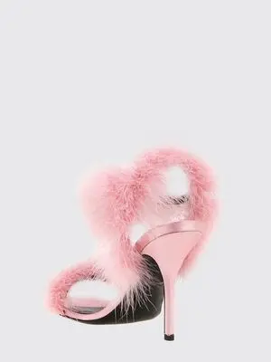 Moschino Suede And Feather High Heel Sandals - Pink