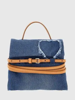 Moschino Tie Me Denim And Leather Bag - Blue
