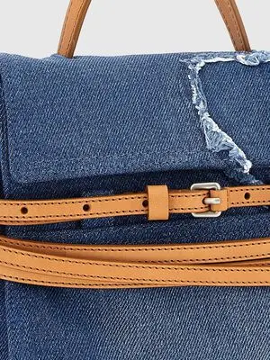 Moschino Tie Me Denim And Leather Bag - Blue