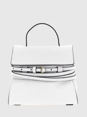 Moschino Tie Me Leather Mini Bag - White