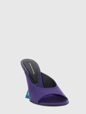 Dries Van Noten Sculptural Heel Satin Mules - Violet