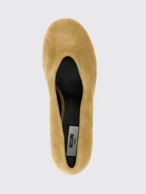 Moschino Suede Calfskin Court Shoes - Beige