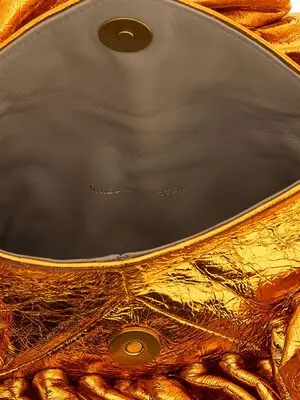 Dries Van Noten Draped Leather Clutch - Orange