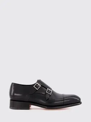 SANTONI Double Monk Strap Shoes In Brushed Leather