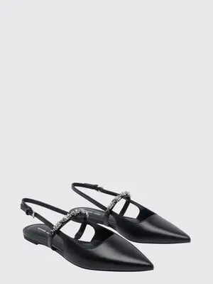 Michael Kors Slingback Flats With Embellished Detailing - Black