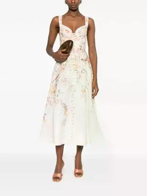 Zimmermann Luna Buttoned Floral Picnic Midi Dress