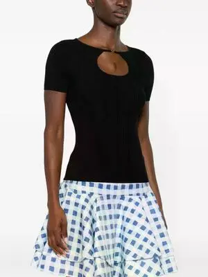 Sandro Cut-out Ribbed Knit T-shirt