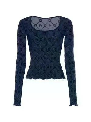 MARINE SERRE Moonogram Mesh Long Sleeve Top - Blue
