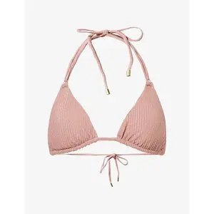 Monday Swimwear Hanalei Triangle Bikini Top - Mauve Lurex Rib