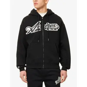 AVIREX Script-appliqué Zip-up Cotton-jersey Hoody