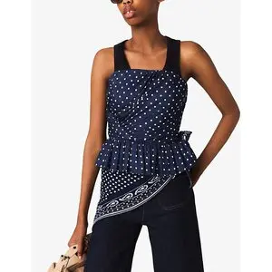Maje Polka-dot Sleeveless Woven Top