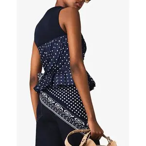 Maje Polka-dot Sleeveless Woven Top