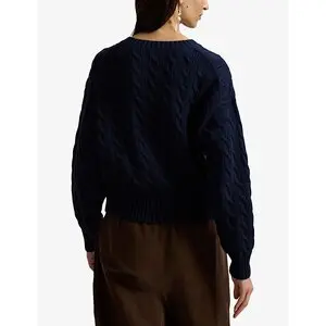 Polo Ralph Lauren Logo-embroidery Cable-knit Wool Jumper - Hunter Navy