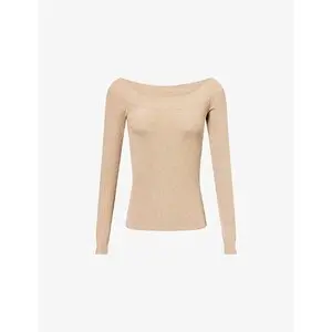 Stella McCartney Boat-neck Ribbed Lurex Top - Gold