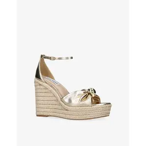 Steve Madden Taliya 977 Leather Wedge Sandals - Gold