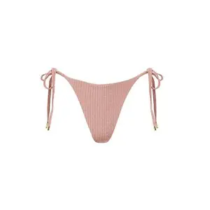 Monday Swimwear Palma Thong Bikini Bottoms - Mauve Lurex Rib