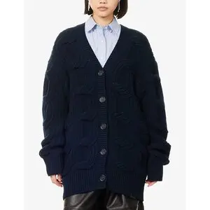 Stella McCartney Relaxed-fit Chain Wool Cardigan - Navy