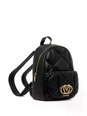 Moschino Quilted Logo-detail Backpack - Black