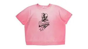 A BATHING APE X Saint Mxxxxxx Saint Sta Short Sleeve Crewneck Sweatshirt - Pink