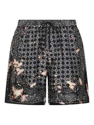 Amiri Bandana Print Bleach Shorts - Black