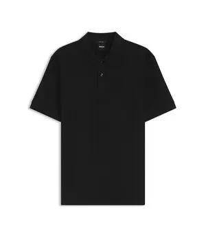 BOSS Vertical-stripe Polo Shirt In Mercerised Cotton - Black