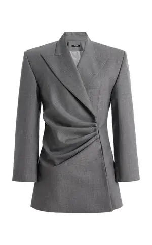 Balmain Draped Wool Jacket Dress