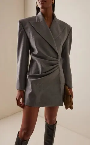 Balmain Draped Wool Jacket Dress