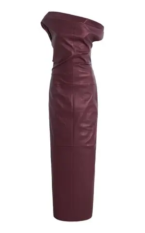 Burgundy Faux Leather Midi Dresses