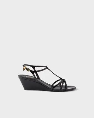 Prada Patent Leather Wedge Sandals