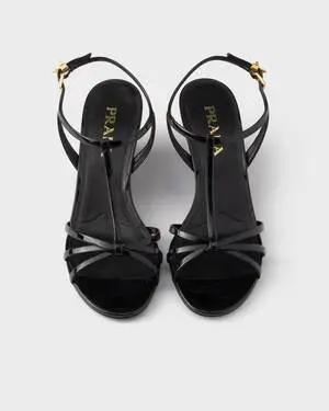 Prada Patent Leather Wedge Sandals