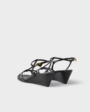 Prada Patent Leather Wedge Sandals