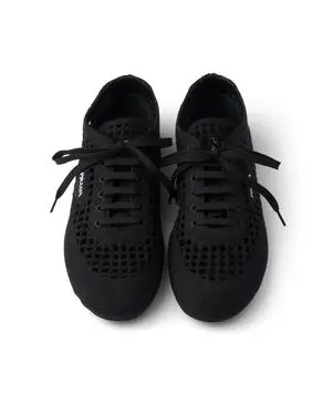 Prada Collapse Crochet Laced Sneakers - Black