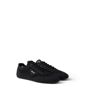 Prada Collapse Crochet Laced Sneakers - Black