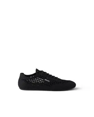 Prada Collapse Crochet Laced Sneakers - Black