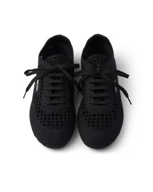 Prada Collapse Crochet Laced Sneakers - Black