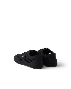 Prada Collapse Crochet Laced Sneakers - Black