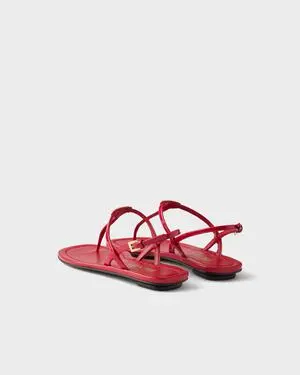 Prada Patent Leather Thong Sandals - Red