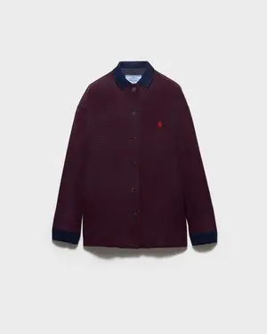 Prada Piqué Blouson Jacket - Garnet/blue/ink Blue