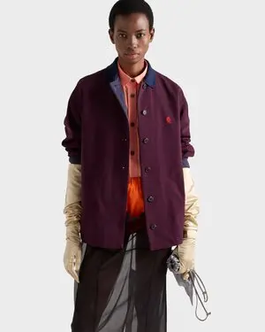Prada Piqué Blouson Jacket - Garnet/blue/ink Blue